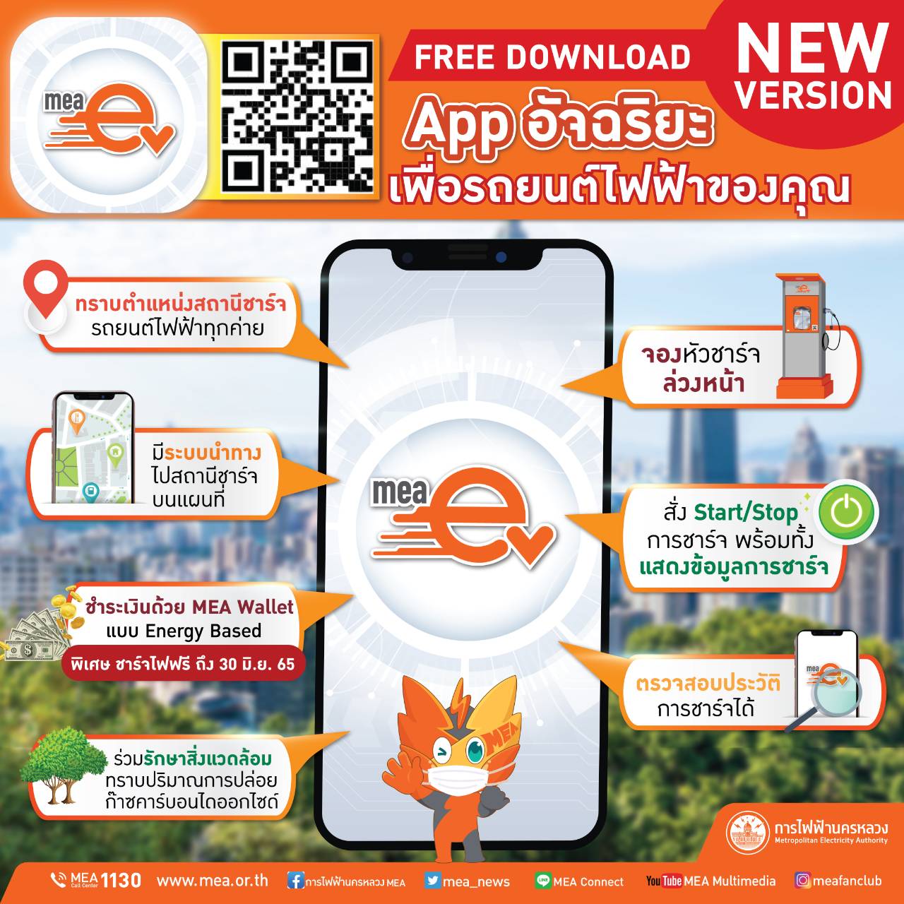 MEA EV Application เวอร์ชั่นใหม่ ครบทุกเรื่องรถยนต์ไฟฟ้า ชาร์จไฟฟรี ถึง 30 มิ.ย. 65