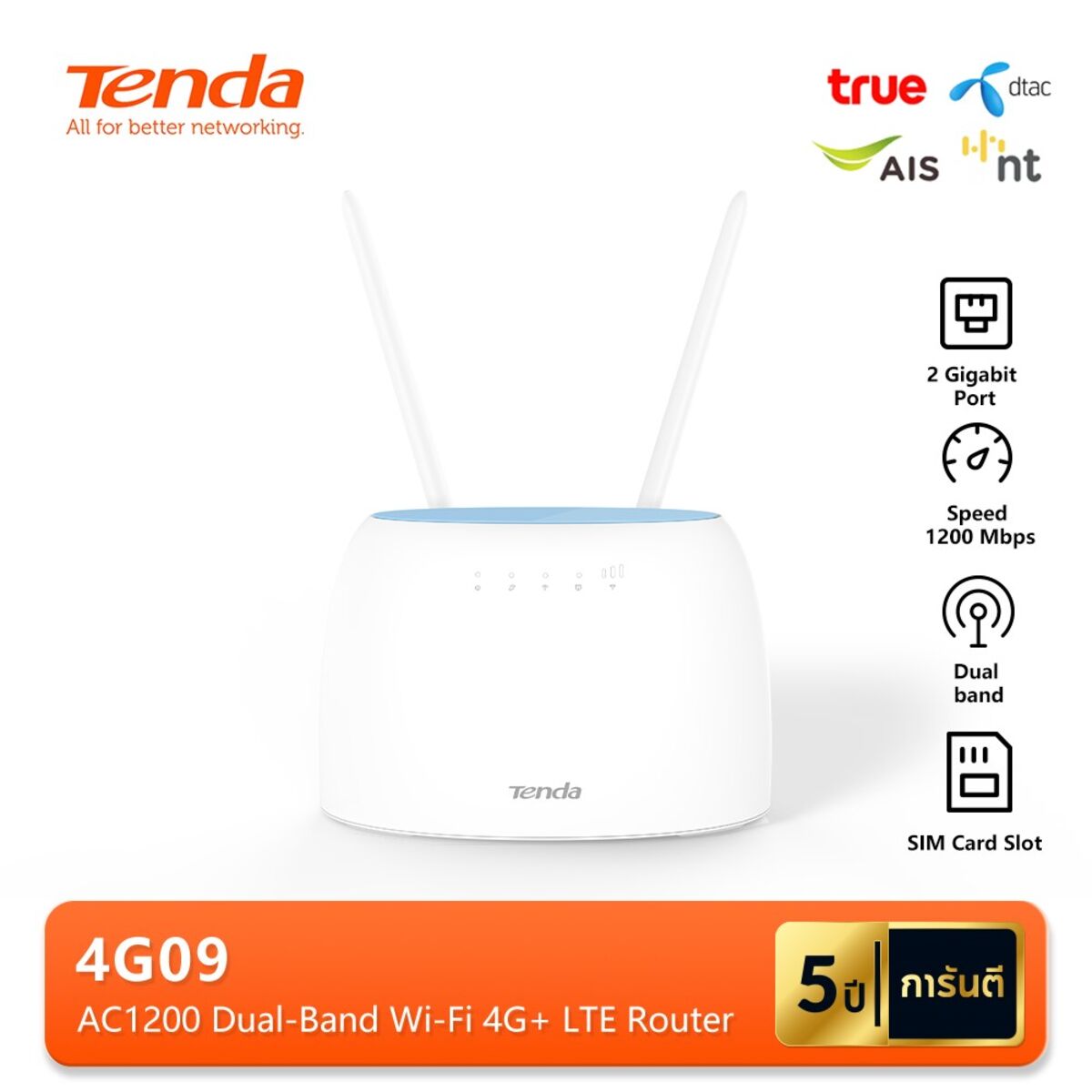 TENDA 4G 09 เราท์เตอร์ ไวไฟ ใส่ซิมมือถือ รองรับ4G 2CA สินค้าใช้แล้ว