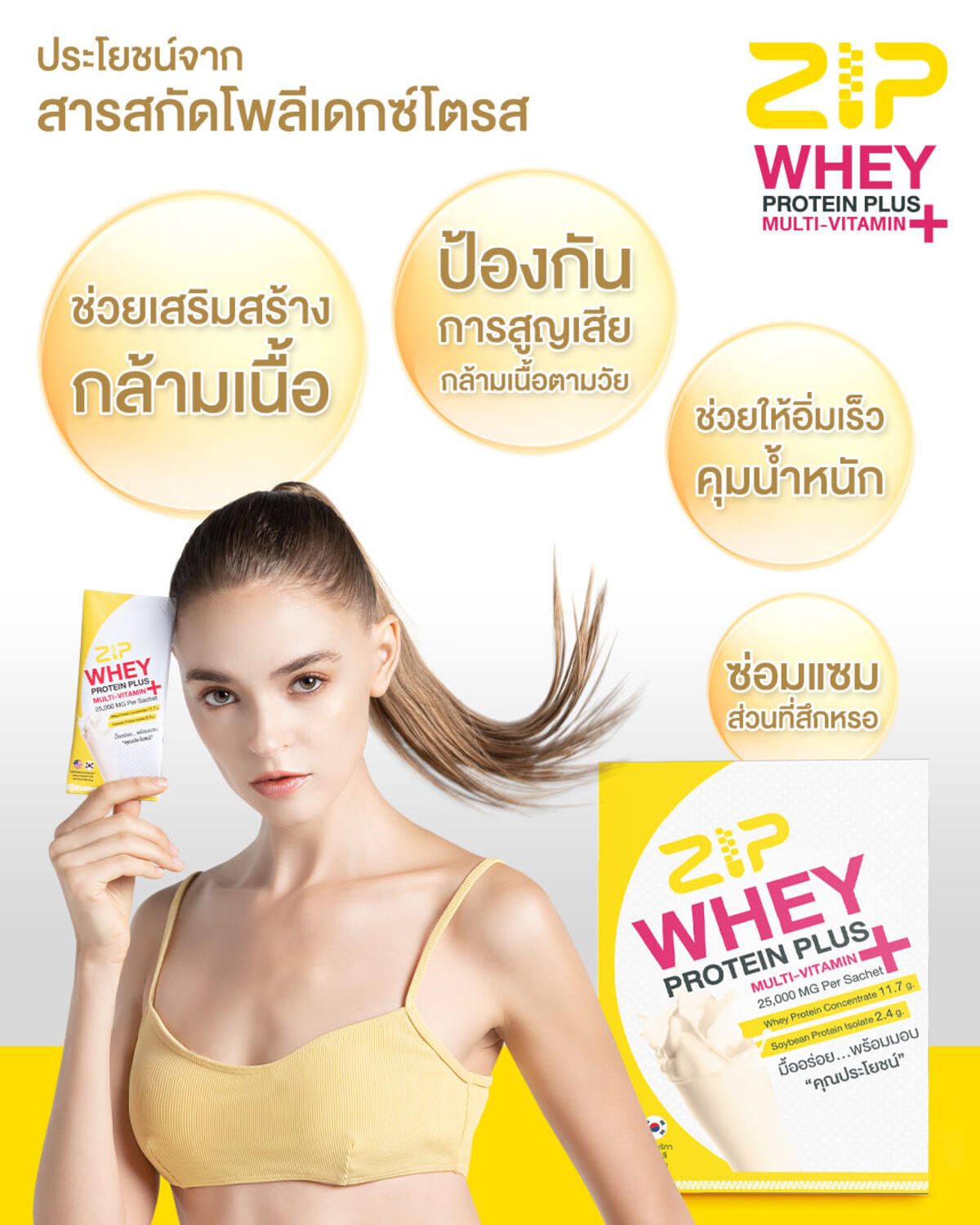 Zip Whey Protein Plus สารอาหารครบ 5 หมู่